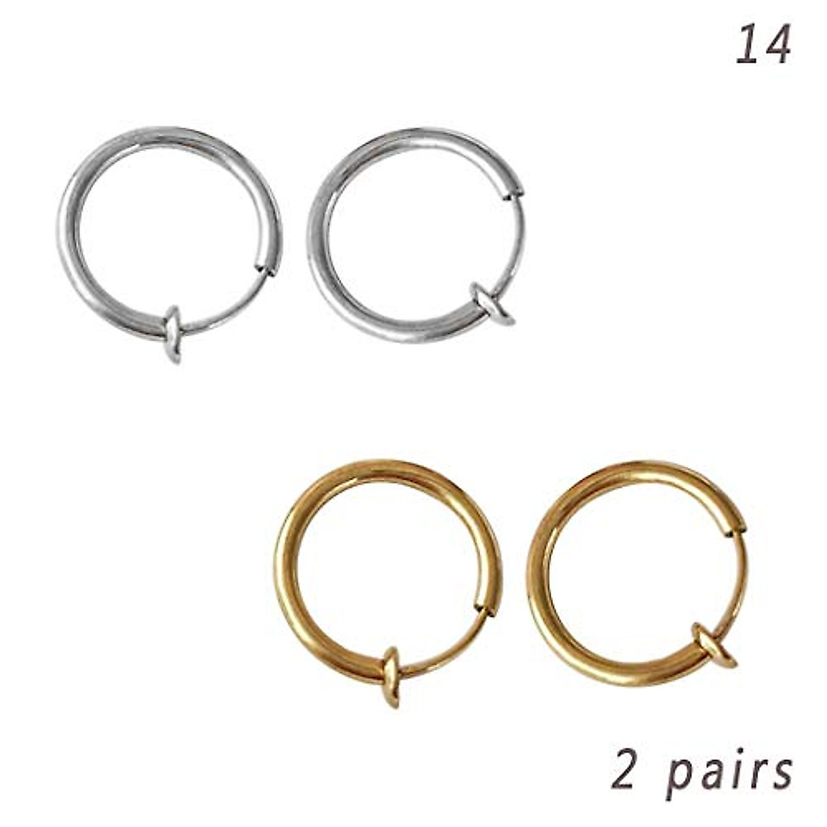 Clip on Body Nose Lip Ear Fake Retractable Earrings Hoop Earrings Septum 2 Pairs KANGMOON
