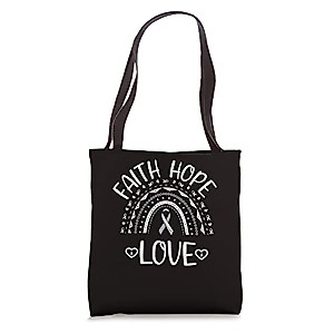 White Ribbon Lung Cancer Awareness Faith Hope Love Tote Bag