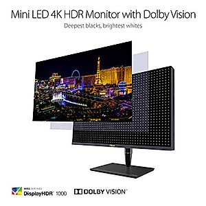 ASUS ProArt Display PA32UCX-PK 32” 4K HDR PC Monitor, 99% DCI-P3 99.5% Adobe RGB, DeltaE<1, 10-bit, IPS, Thunderbolt 3 USB-C HDMI, 1200nits, w/X-rite Calibrator, Compatible with Laptop & Mac Monitor
