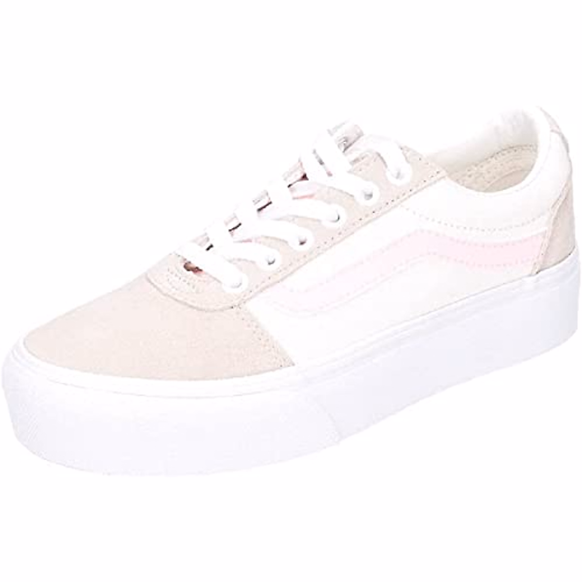 Vans Unisex Ward Platform Sneaker - Lace up Closure Style - Color Block Beige 8