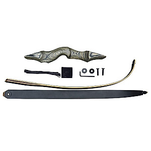 OBTOUTDOOR Original Black Hunter Takedown Recurve Bow 60inch 20lbs 25lbs with Bamboo Core Limbs Archery Hunting Target Practice (25LBS)