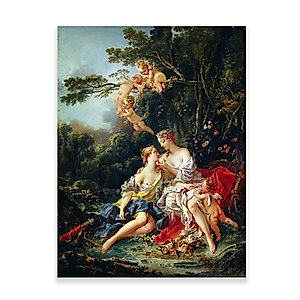 Francois Boucher Wall Art - Jupiter & Callisto Poster Print on Canvas - Famous Artist Fine Art Oil Painting Reproduction Vintage Picture Roman Mythology Decor for Living Room Bedroom Home