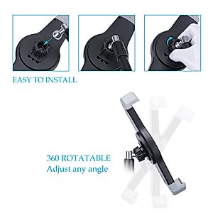 T-SIGN IPad Tripod Stand, Reinforced Foldable Floor Tablet Stand, Height Adjustable 360° Rotating Mount for All 7 to 12 Inches Tablets, Carrying Case, Phone Holder, Bluetooth Remote Control