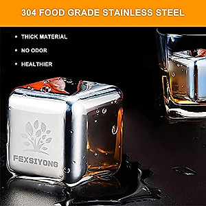 Whiskey Stones, Whiskey Gifts for Men, 1.5"Extra Large Reusable Ice Cube, Made of 304 Stainless Steel, Set of 2