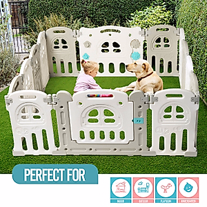 Play22 Foldable Baby Playpen 14 Panel - Kids Safety Activity Play Center - Safety Play Yard Play Pens for Babies - Safety Gates for Indoor and Outdoor Play - Adjustable Shape