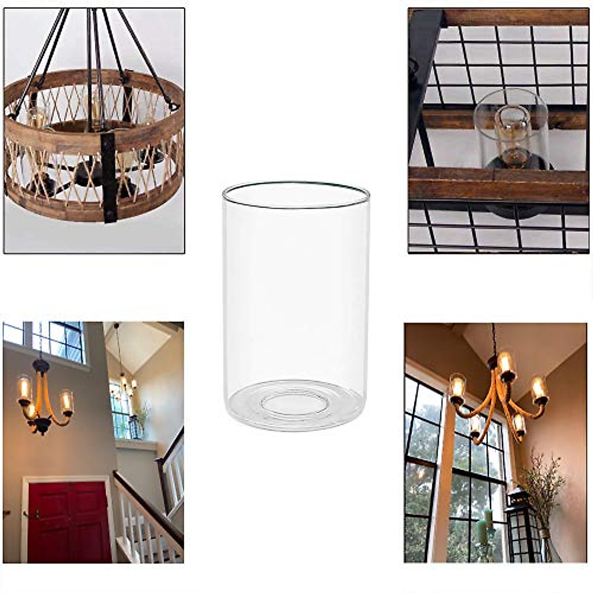 Clear Glass Shade Clear Cylinder Glass Lamp Shade Diameter 3.5" Height 5.5" Fitter 1.65" (2 packs) (H5.5")
