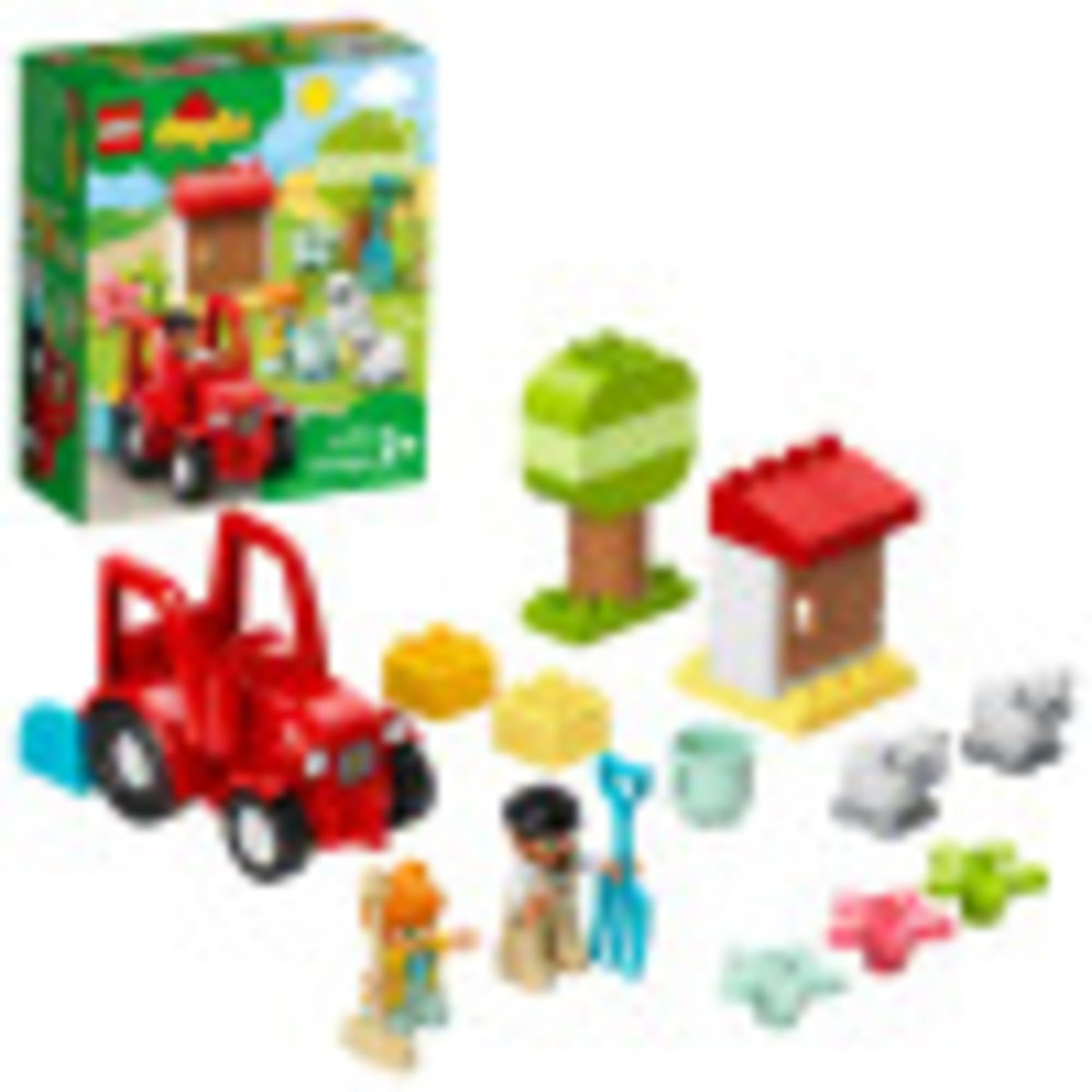 LEGO DUPLO Town Farm Tractor & Animal Care 10950 Creative Playset for Toddlers with a Toy Tractor and 2 Sheep, New 2021 (27 Pieces)