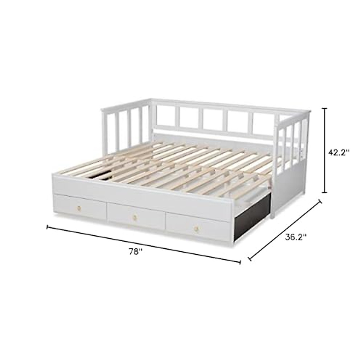 BOWERY HILL White Finished Expandable Twin Size to King Size Daybed