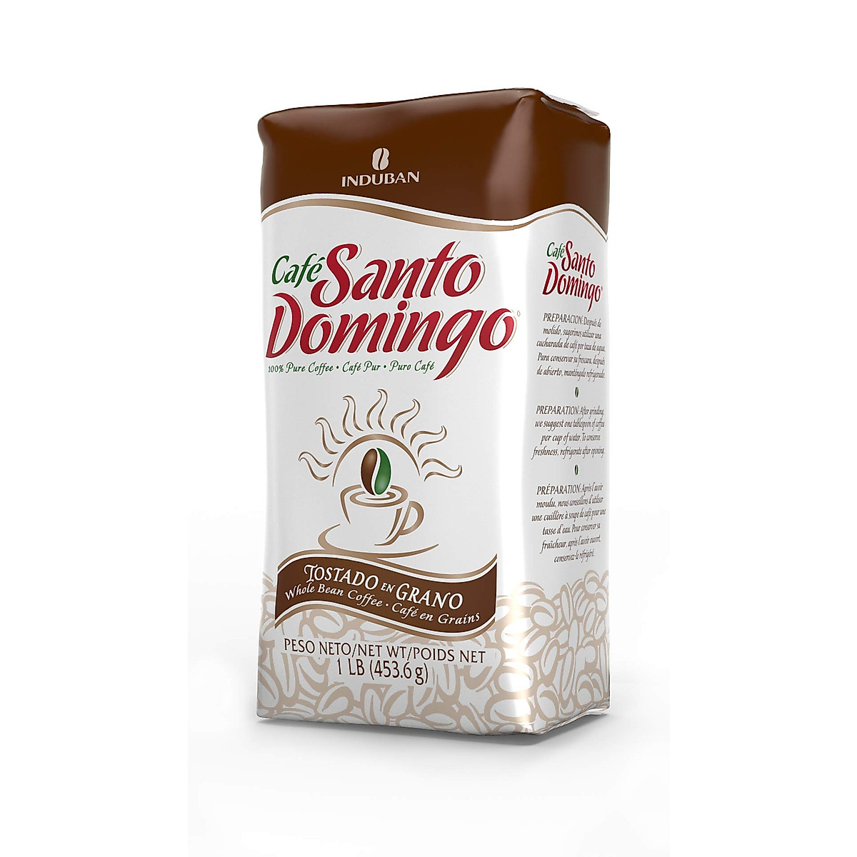 Santo Domingo Coffee, 16 oz Bag, Whole Bean Coffee, Medium Roast - Product from the Dominican Republic (Pack of 4)