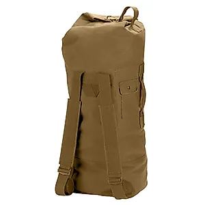 Rothco Canvas Double Strap Duffle Bag: 89.6L Capacity for Durability and Convenience – Coyote Brown