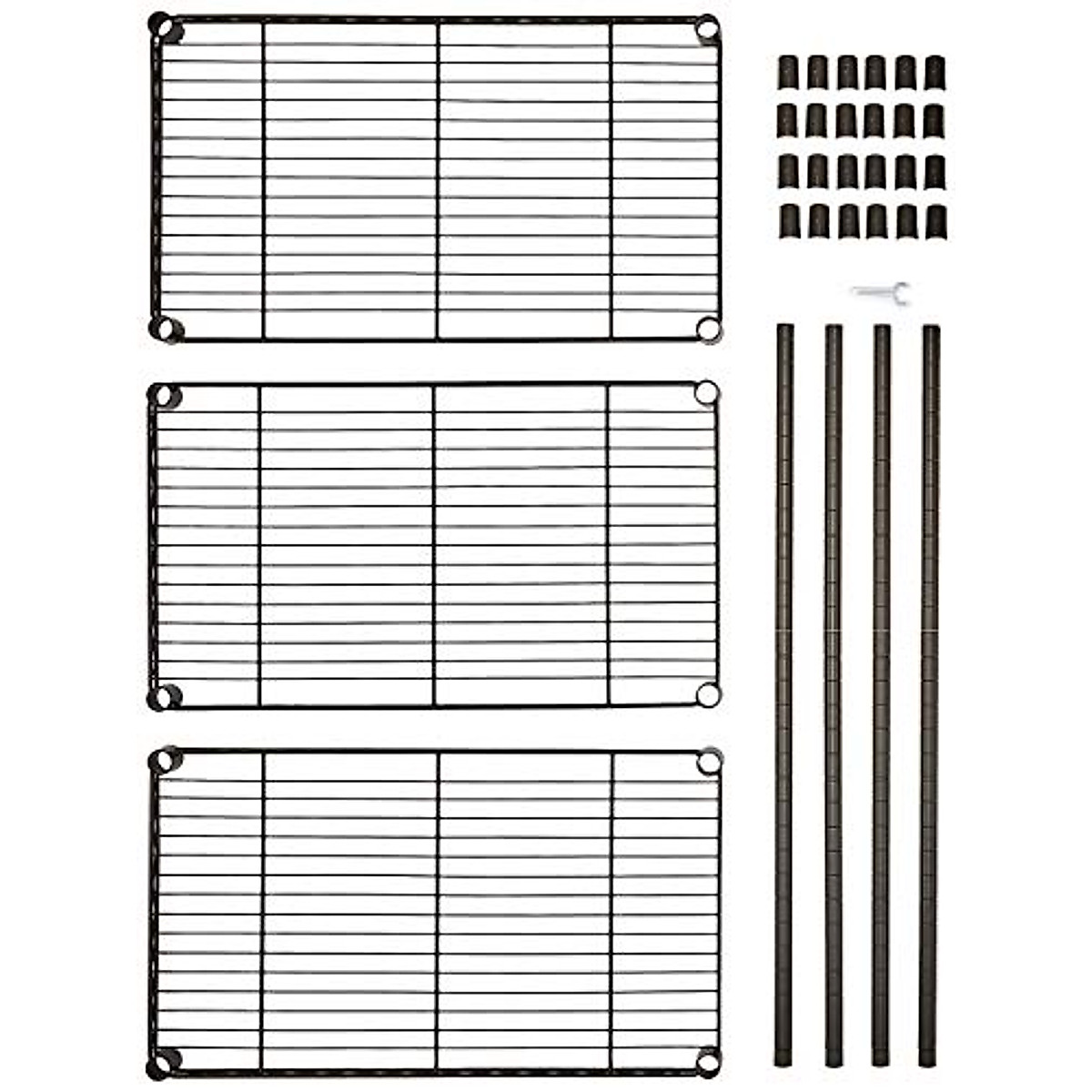 Amazon Basics 3-Shelf Adjustable, Heavy Duty Storage Shelving Unit, Steel Organizer Wire Rack, Black & 6 Cube Grid Wire Storage Shelves, Black