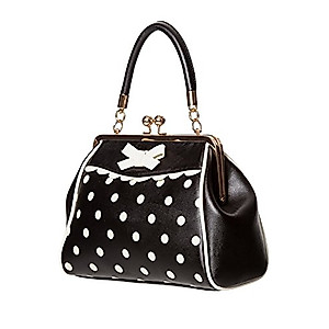 Dancing Days Crazy Little Thing Vintage Bag 50s Rockabilly Polka Top Handle Handbag - Black & White