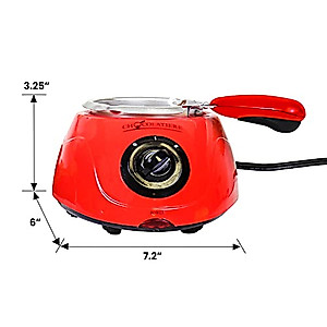 Total Chef Chocolatiere Electric Melter for Chocolate and Candy Melts, 8.8 oz (250 g), Fondue Pot, DIY Candy Maker with 32-Piece Accessory Kit for Dessert, Special Occasion, Romantic Dinner, Red