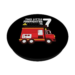 Fire Truck 7th Birthday Firefighter Fireman 7 Year Old PopSockets Swappable PopGrip