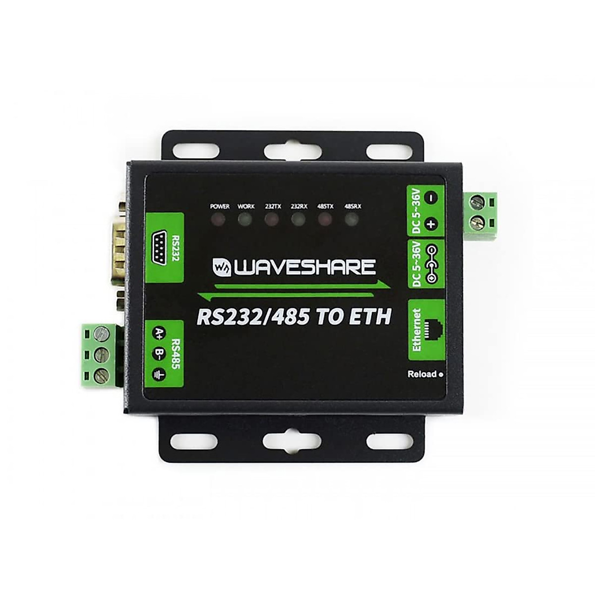 Coolwell Waveshare RS485 to Ethernet Converter Industrial RS232/RS485 to RJ45 Converer Dual Serial Ports Bi-directional Rransparent Data Transmission