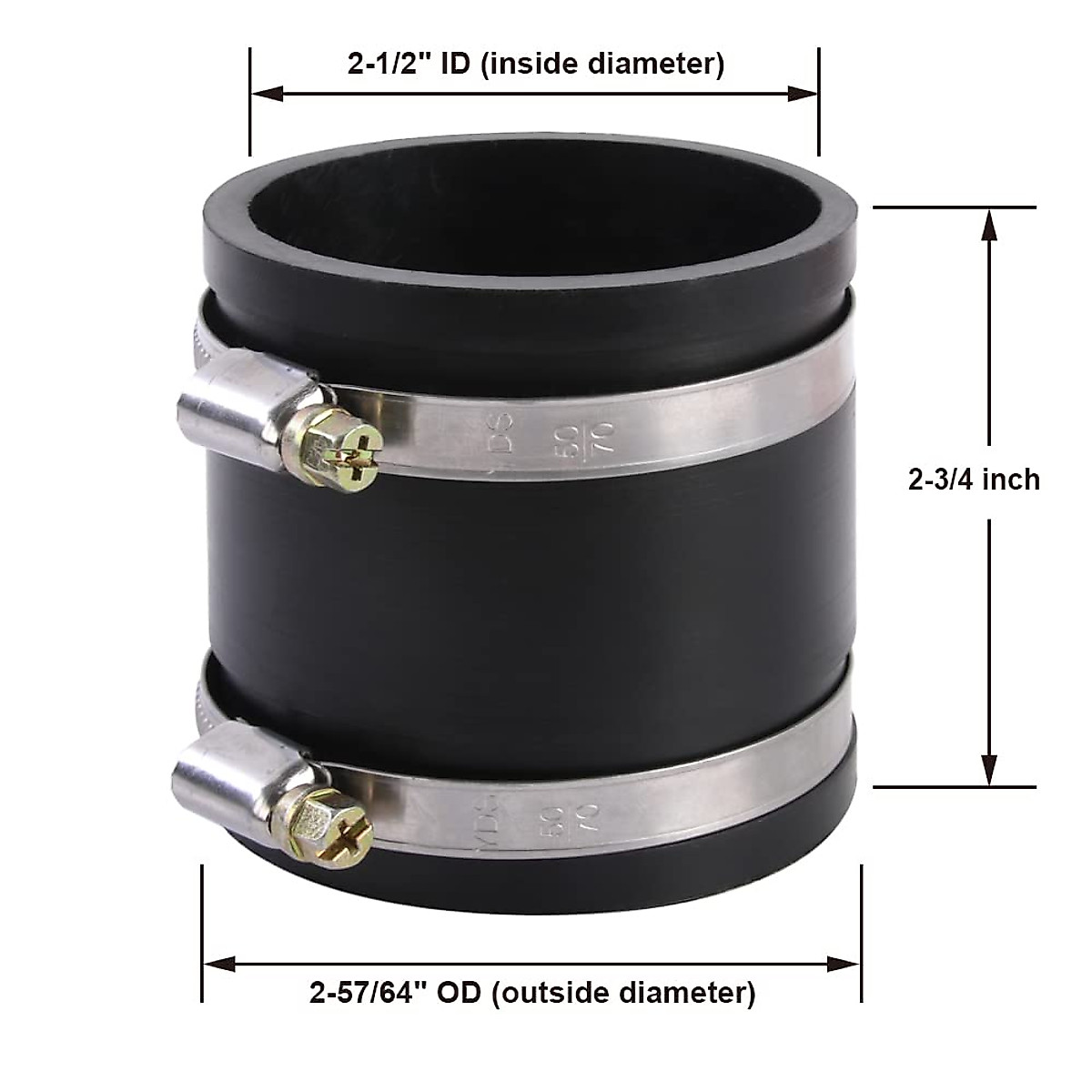 O'SKOOL 2-1/2 Inch Dust Control Flex Cuff With Hose Clamps-2Pack