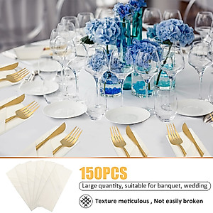 Cindeer Paper Linen Dinner Napkin Disposable Air Laid Napkin Pre Folded Guest Hand Towel with Built in Flatware Pocket for Silverware Wedding(150 Pcs)