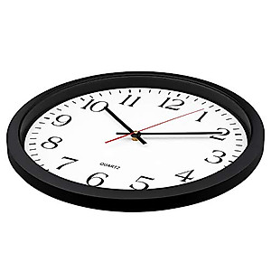 Bernhard Products Black Wall Clock, Silent Non Ticking - 16 Inch Extra Large Quality Quartz Battery Operated Round Easy to Read Home/Office/Business/Kitchen/Classroom/School Clocks