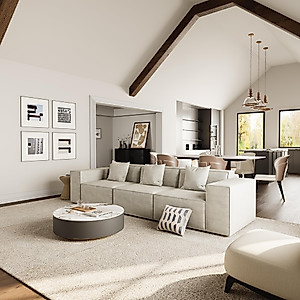 POVISON 115" Modular Sectional Sofa for Living Room Modern Large Sectional Couches Velvet Deep Seat Sofa Set 3 Seats Oversized Big Comfy Cloud Couch for House Office