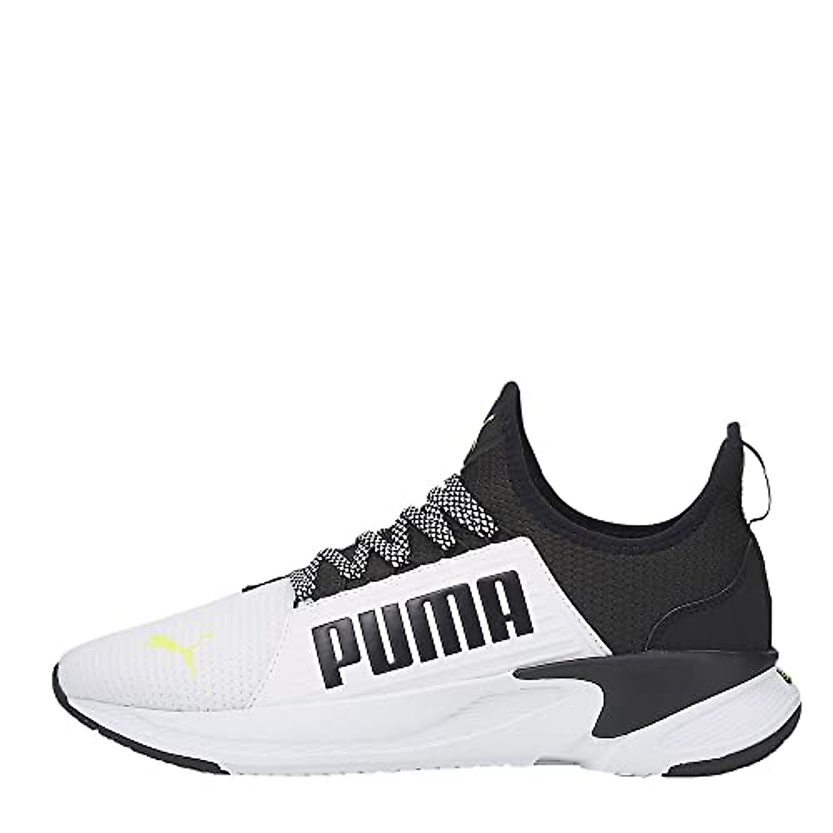 PUMA Men's SOFTRIDE PREMIER SLIP-ON Sneaker, Puma White-Puma Black-Yellow Alert, 9