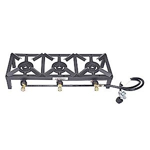 COOKAMP Triple Burner Angle Iron Camp Stove with CSA Listed Regulator and 4ft Hose [SA3200]