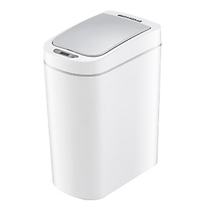 Ninestars AMZ-7-2 Bathroom Automatic Infrared Motion Sensor Trash Can, 1.8 Gal 7L, ABS Plastic Trashcan (Slim, White)