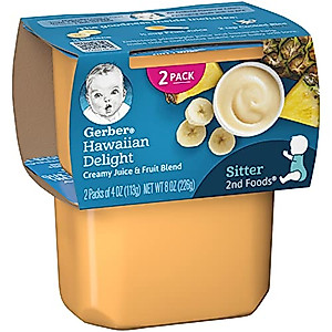 Gerber 2nd Foods Baby Food Tubs, Hawaiian Delight, Creamy Juice & Fruit Blend, 4-Ounce Tubs, 2 CT Per Pack (Pack of 8)