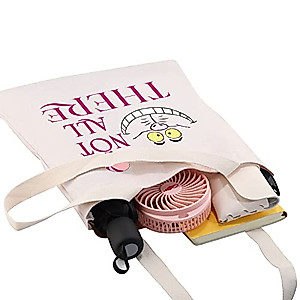 CMNIM Alice Gift Movie Inspired Wonderland Cat Tote Bag Not All There Face Characteristic Cartoon Cat Lover Gift for Alice Fans (Not All There Tote Bag)