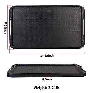 Flat Top Griddle for Stovetop, Non-Stick Griddle Grill Pan, Stove Top Grill,14.96" x 8.66", Works with Power XL,Chefman, Carl Schmidt Sohn, Cusimax, Techwood Smokeless Grill,Aluminum,Dishwasher Safe