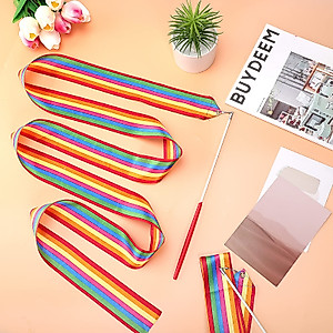 12 Pack Rainbow Dance Ribbons,6.6Ft Dance Ribbons Streamers Rhythmic Gymnastics Ribbon Twirling Ribbons,Baton Twirling Wands on Sticks for Kids Artistic Dancing,Talent Shows,Gymnastics Party Favors