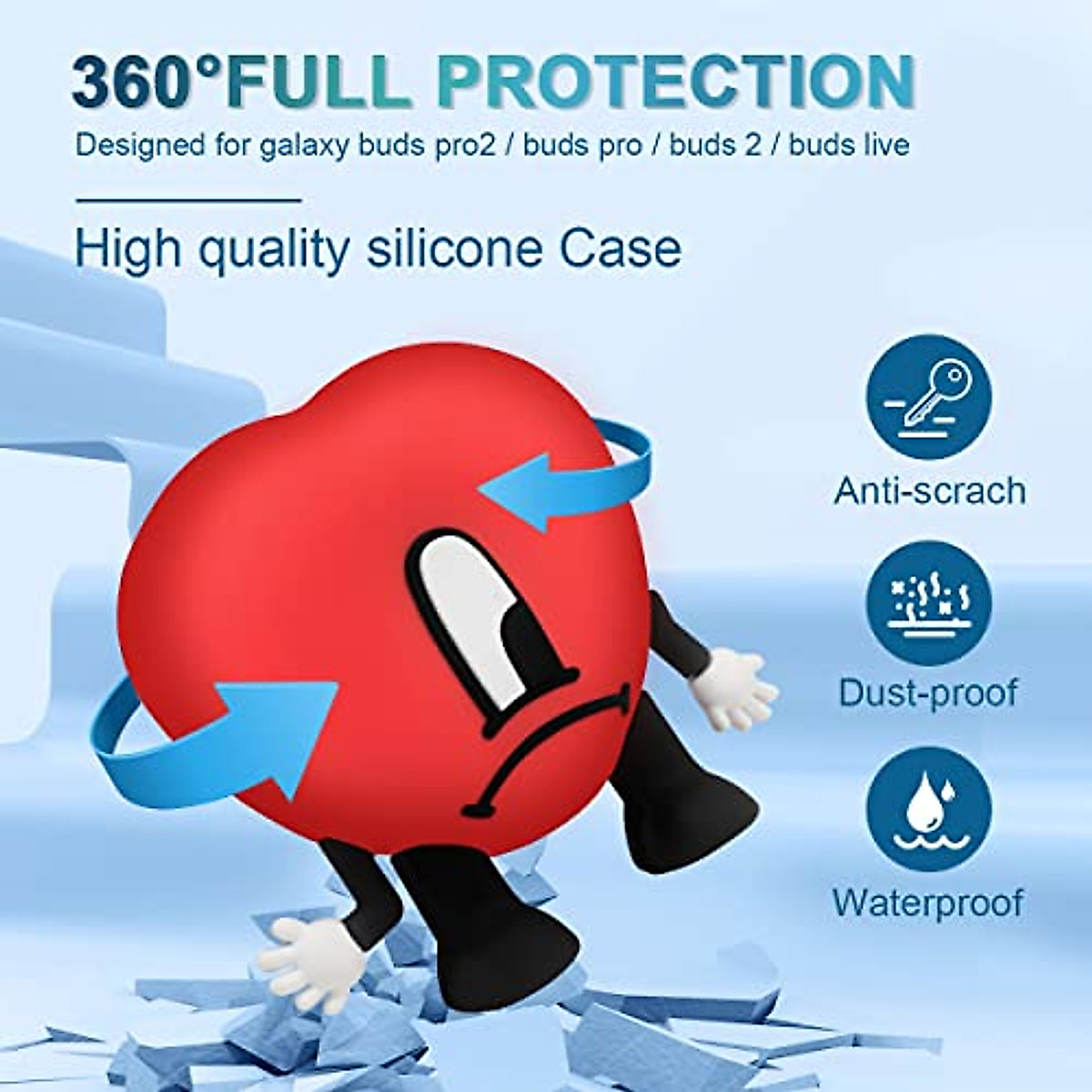 Cute Case for Samsung Galaxy Buds 2 Pro (2022) / Buds 2 (2021) / Buds Pro (2021) / Buds Live (2020), Cute 3D Cartoon Anime Design Soft Silicone Cover