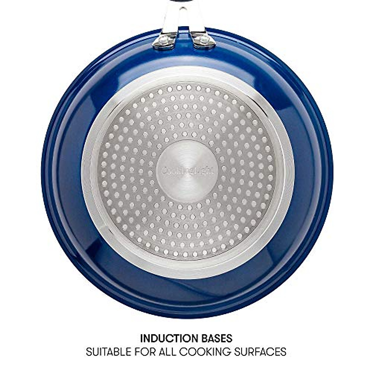 Cooking Light Nonstick Ceramic Pots and Pans Set with Silicone Stay Cool Handles, Dishwasher Safe, 12-Piece Cookware Set, Blue