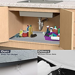 Under Sink Mat, Avkast 34" x 22" Silicone Under Sink Liner for Kitchen & Bathroom Sink Base Cabinets,Under Sink Drip Tray Sink Cabinet Protector - Grey