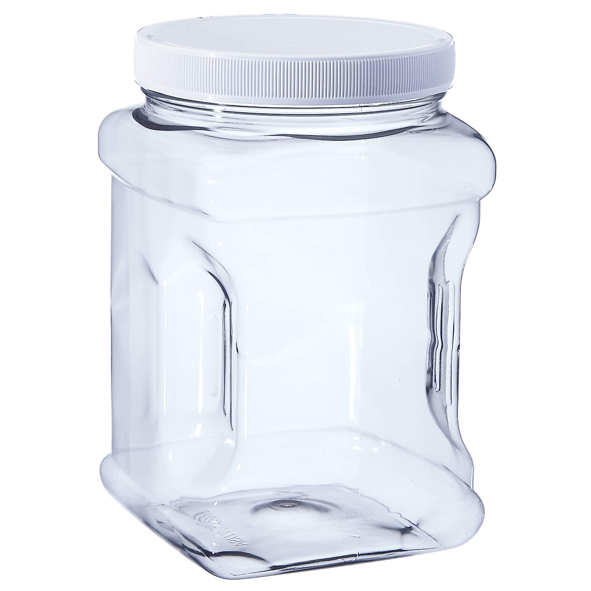Hudson Exchange 1/2 Gallon Plastic Grip Jar with Cap (6 Pack), Food Grade BPA Free PET, Clear