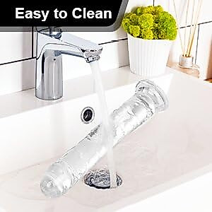 Realistic Dildos Feels Like Skin, 8.3 Inch Dildos with Strong Suction Cup for Hands-Free Play, Adult Sex Toys for Women Lifelike Huge Clear Dildo for Beginners Body-Safe Material