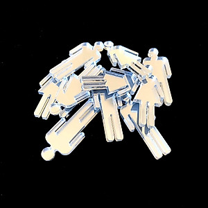 Super Cool Creations Male Female Toilet Shaped Crafting Mirrors, Set of 10, Many Colours, Shatterproof Acrylic, Bright Green, Pack of 10 x 3cm