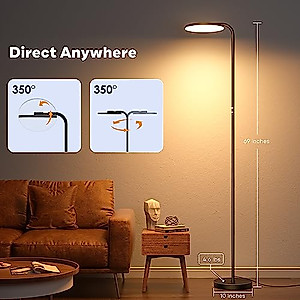 SIBRILLE 36W LED Floor Lamp, Super Bright Standing Lamp, Modern Stepless Dimmable Torchiere Tall Lamp with Remote Control, Rotatable Reading Floor Lamps for Living Room, Bedroom, Office