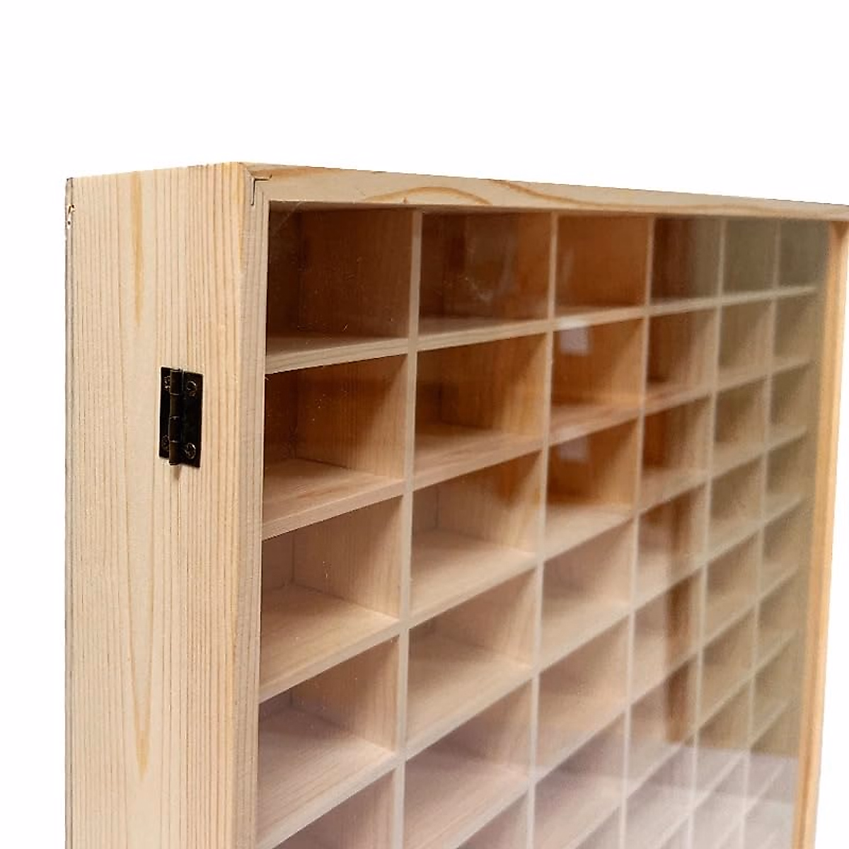 Wooden Wall Mount Display Case for Hot Wheels, with Dust Resistant Door, Matchbox 1/64 Scale Diecast Model Cars Display Storage Organizer Case, Stores up to 60 Cars