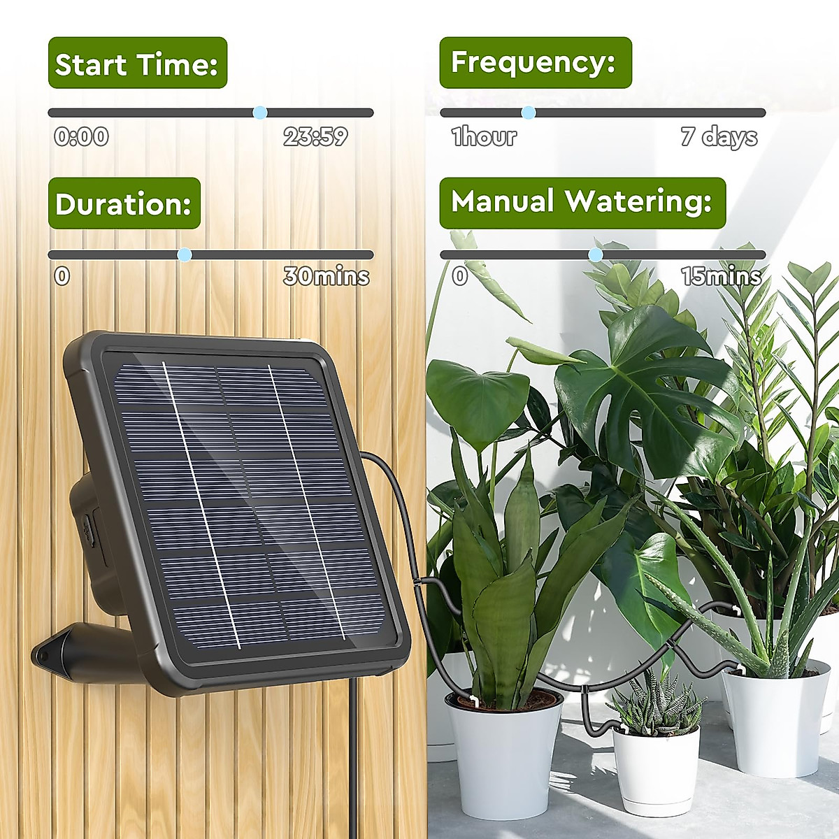 Solar Automatic Drip Irrigation Kits, Support 15 Potted Plants, Automatic Watering System for Indoor and Outdoor Garden, Eco-Friendly and Cost-Effective