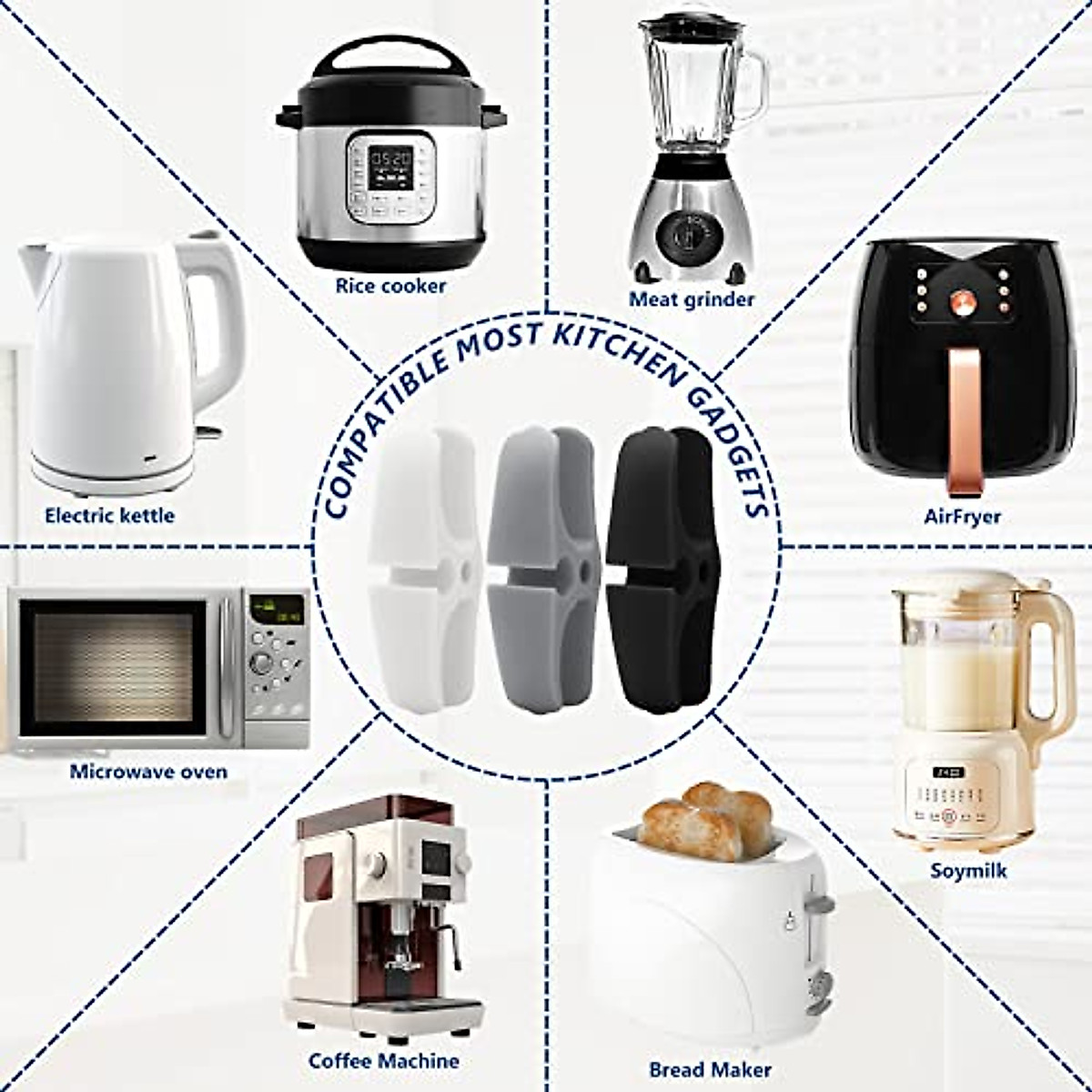 12pcs Cord Organizer for Appliance Kitchen Appliance Cord Organizer Stick On Cord Holder Wrapper for Appliance, Usefull Kitchen Gadgets, Kitchen Appliance Accessories for Mixer Coffee Maker Air Fryer