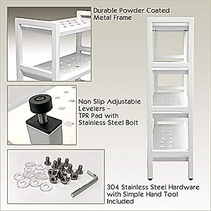 Anthology Spa Asta 4-Tier Free Standing Rectangular Bathroom Utility Storage Shelf Rack, Powder-Coated Metal Storage Shelf Stand, B302 (Pure White), 22 inches(W) x 11 inches(D) x 40 inches(H)