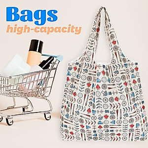 Harlang Heavy Duty Reusable Grocery Shopping Bag, Replace Paper and Plastic Bags Large, Strong, Waterproof, 50lbs Washable Recycle Bags Animal Pattern, 12 Pack w 1 Storage Bag