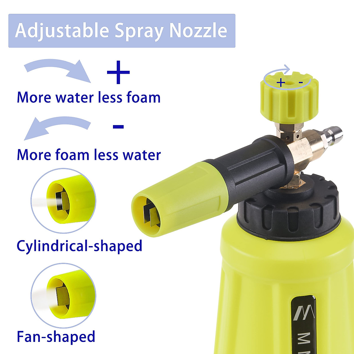 M MINGLE Foam Cannon for Pressure Washer, Short Pressure Washer Gun for Hot and Cold Water