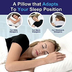 Sidney Sleep Side and Back Sleeper Pillow for Neck and Shoulder Pain Relief - Memory Foam Bed Pillow for Sleeping - 100% Adjustable Fill - Queen Size Washable Case. Extra Fill Included (Queen, White)
