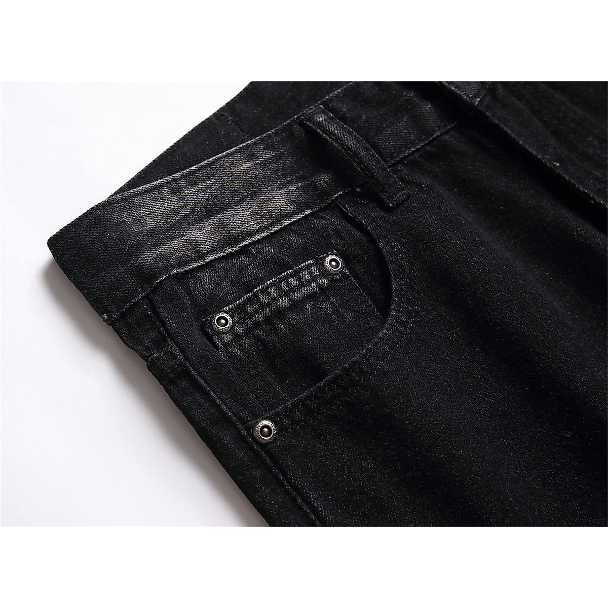 Men's Casual Ripped Jeans Distressed Slim Fit Straight Leg Denim Pants Classic Destroyed Washed Jean Trousers (Black,32)