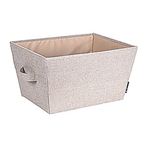 Bigso Tapered Storage Bin | Collapsible Fabric Storage Cubes for Organizing | Foldable Storage Bins for Shelves | Storage Baskets for Closets and Rooms with Handles | 13.4”x17.7”x9.8” | Large | Beige