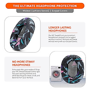 WC SweatZ XM5 - Protective Headphone Ear Covers for Sony WH1000XM5 by WC | Only Compatible with Sony XM5 Over Ear Headphones | Sweatproof & Easily Washable | 90's Black