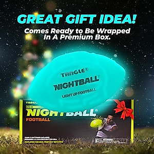 Light Up Football - Glow in The Dark Football - Nightball Football - Glow Football for Kids 8-15 - Football Gift - Sports Gift Idea for Boys 8 9 10 11 12 13 14 15 - Gift Ready Box and Pump Included
