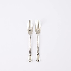 Mud Pie MRS, Plate and Fork Set, White