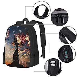 FFEXS Statue of Liberty Flag Print Travel Lightweight Casual Laptop Backpack Daily Use backpack Business Work Bag for Men and Women